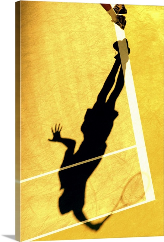 Shadow of tennis player serving | Great Big Canvas