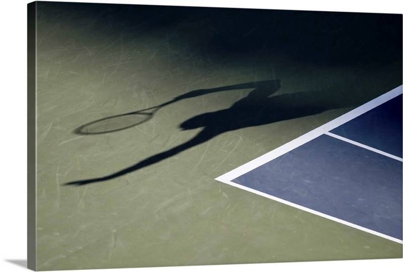 Shadow of tennis player serving | Great Big Canvas