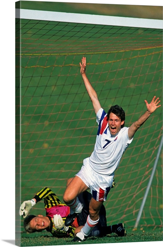 Soccer player reacts with joy after scoring goal | Great Big Canvas