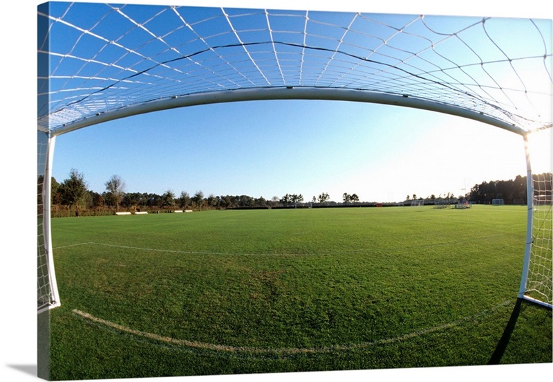 View of soccer field through goal | Great Big Canvas