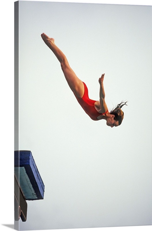 Woman diver flying through the air | Great Big Canvas