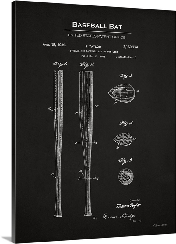 Baseball Bat Patent | Great Big Canvas