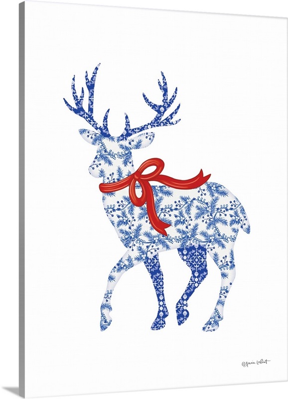 Blue & White Reindeer II | Great Big Canvas