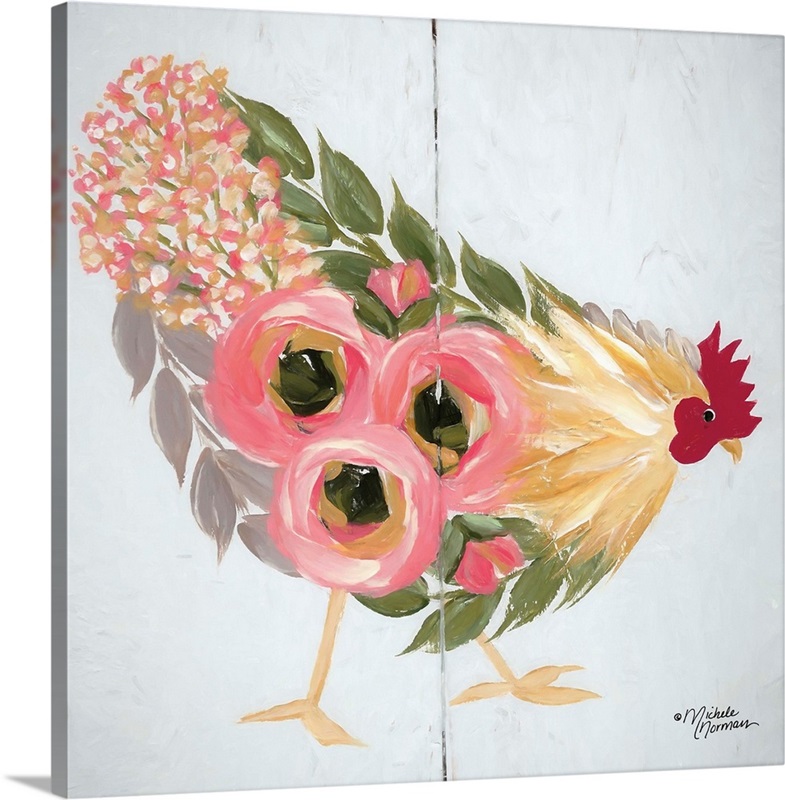 Floral Hen on White | Great Big Canvas