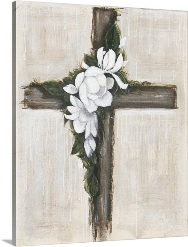 Magnolia Flowered Cross | Great Big Canvas