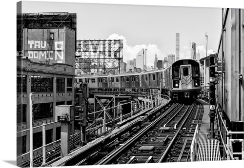 Black And White Manhattan Collection - Queens Subway Wall Art, Canvas ...