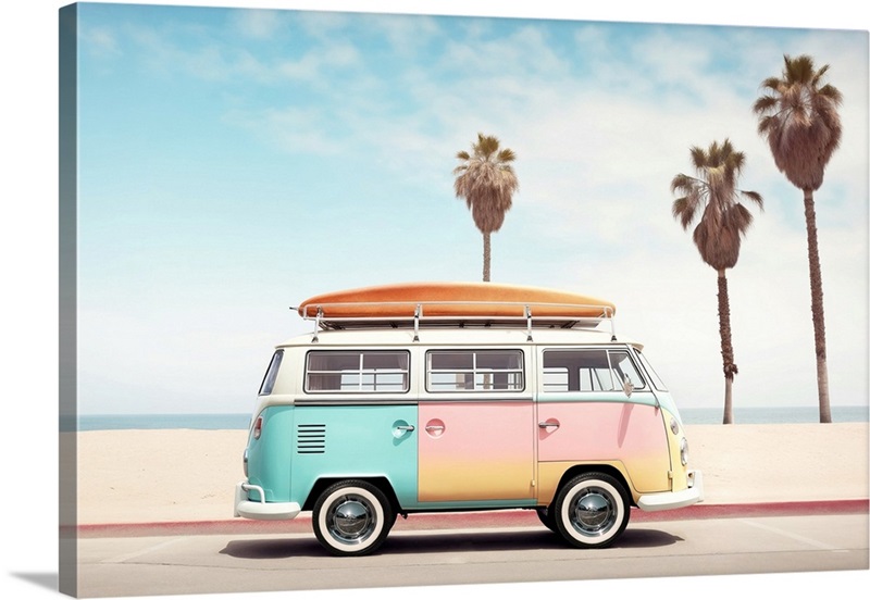 California Dreaming - VW Van on the Beach | Great Big Canvas