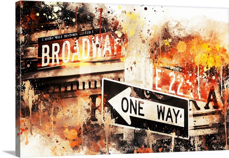 NYC Watercolor Collection - Broadway One Way | Great Big Canvas