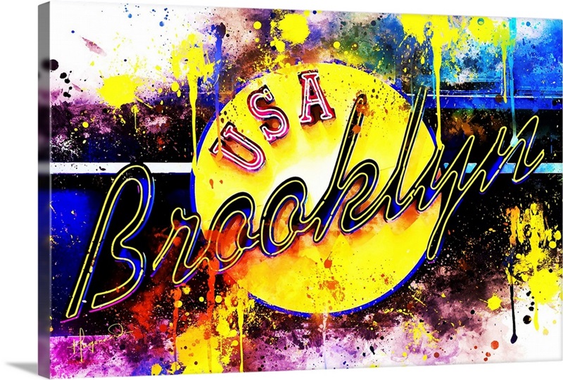 NYC Watercolor Collection - Yellow Brooklyn | Great Big Canvas