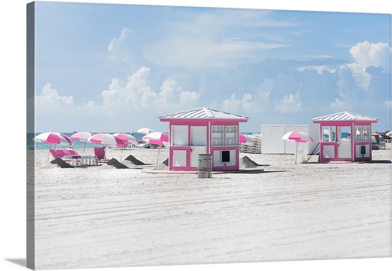 Pink Beach Houses, Miami | Great Big Canvas