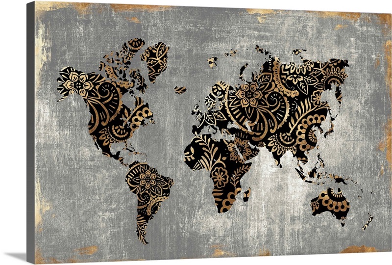 Gold World Map | Great Big Canvas