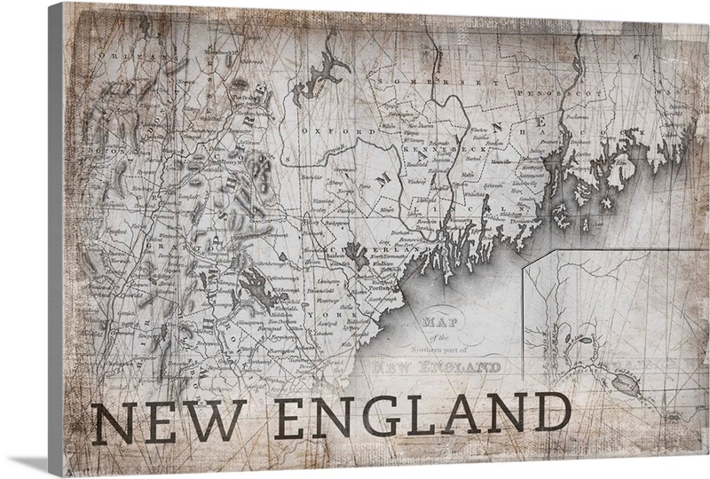 New England Map White | Great Big Canvas