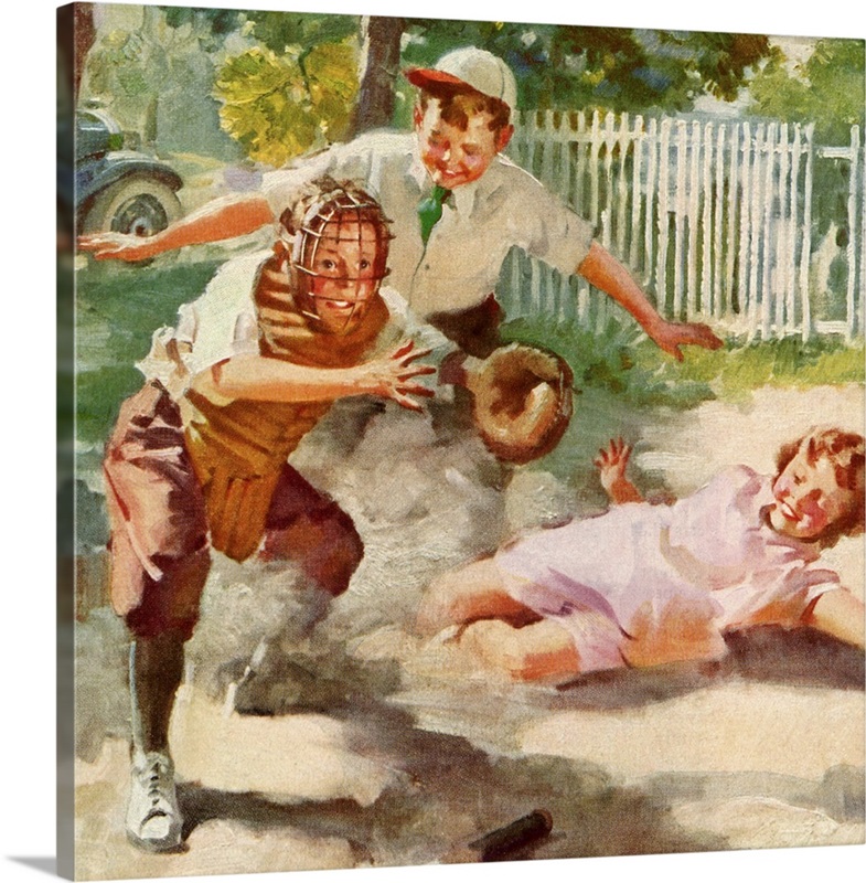 Girl Sliding Home | Great Big Canvas