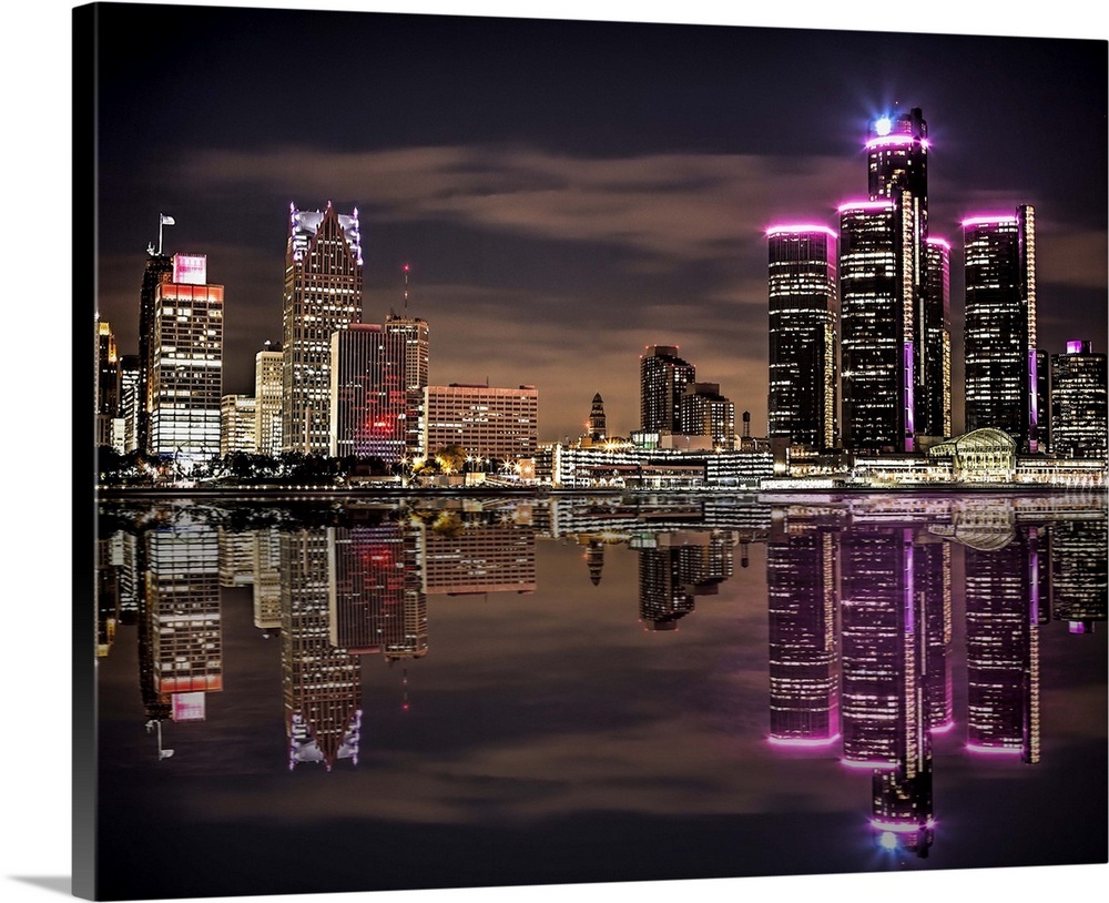 Detroit at Night Wall Art, Canvas Prints, Framed Prints, Wall Peels ...
