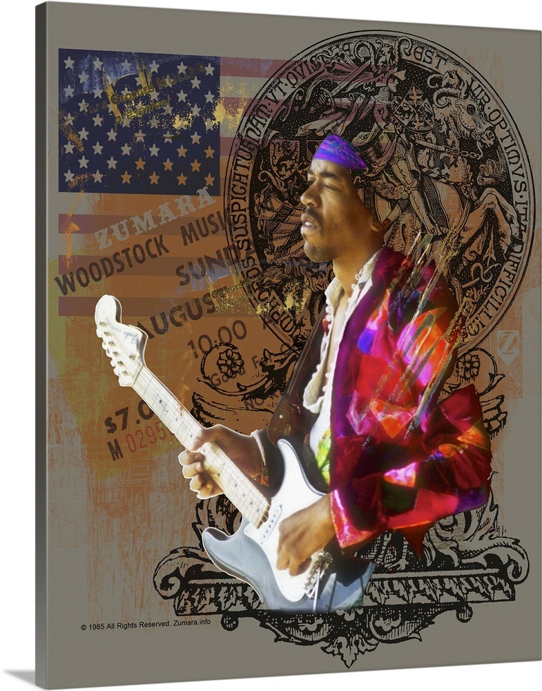 Jimi Hendrix Flag Wall Art, Canvas Prints, Framed Prints, Wall Peels ...