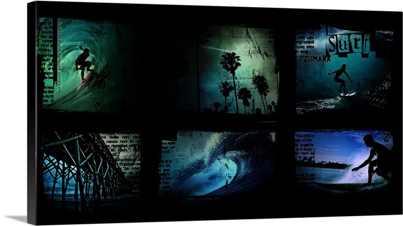 Surf Collage Black | Great Big Canvas
