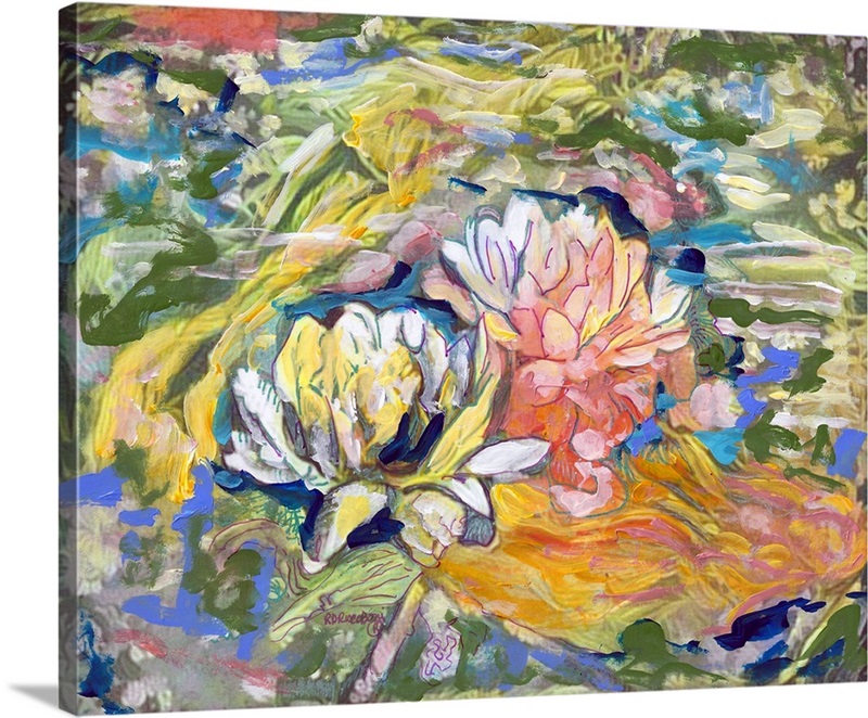 Lily and koi pond abstract | Great Big Canvas