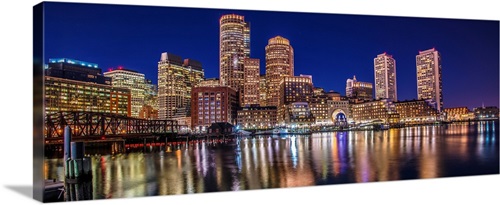 Boston City Skyline at Night | Great Big Canvas