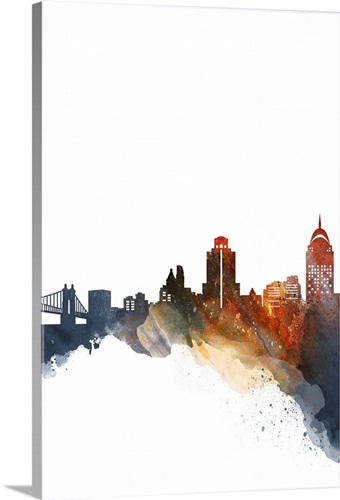 Cincinnati Watercolor Cityscape | Great Big Canvas