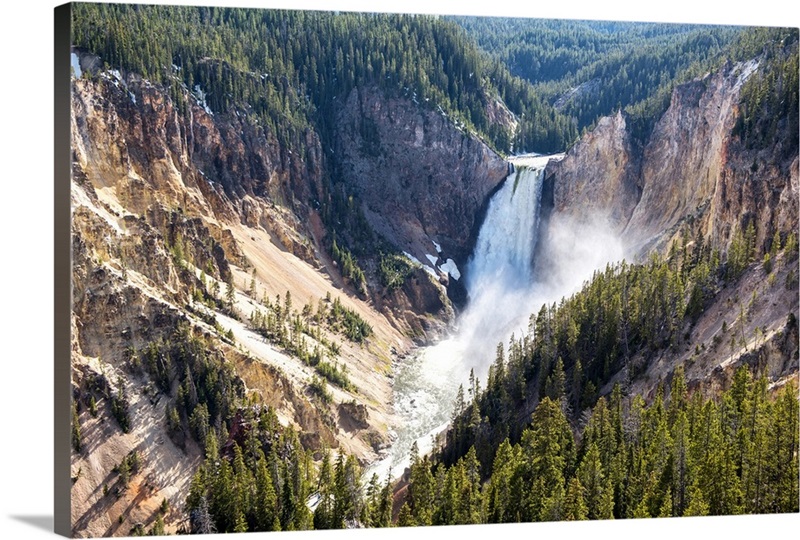 Elevated View Of Lower Falls Of Yellowstone, Yellowstone National Park ...
