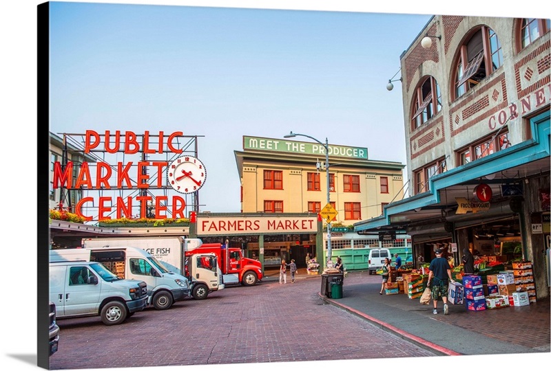 Farmers Market Streetview, Downtown Seattle, Washington | Great Big Canvas