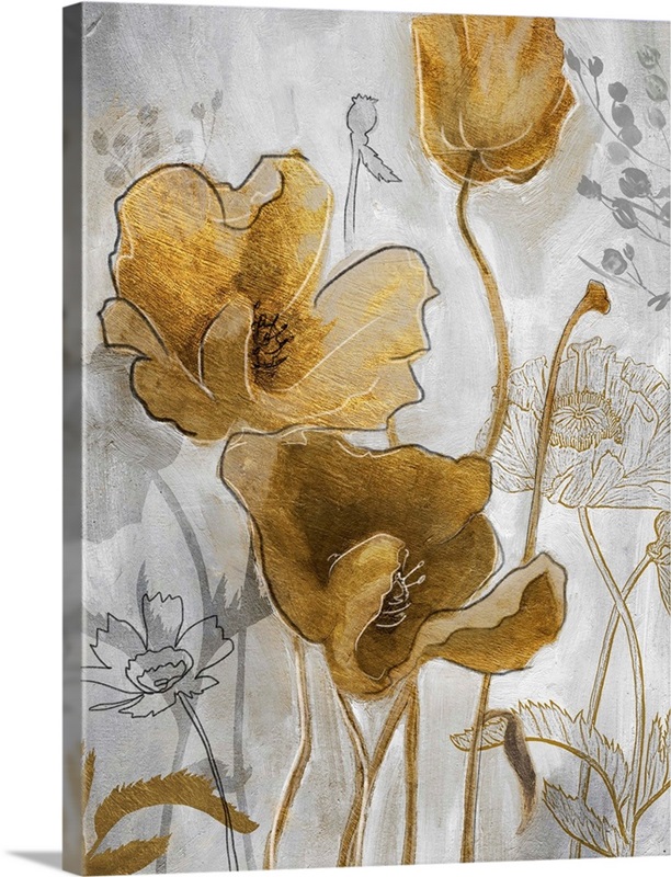 Gold and Silver Flowerfield | Great Big Canvas