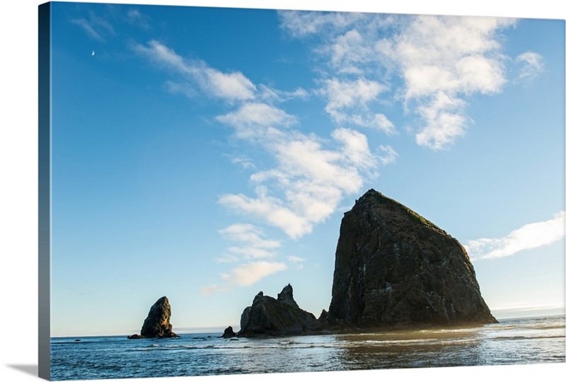 Haystack Rock With Moon, Cannon Beach, Oregon | Great Big Canvas