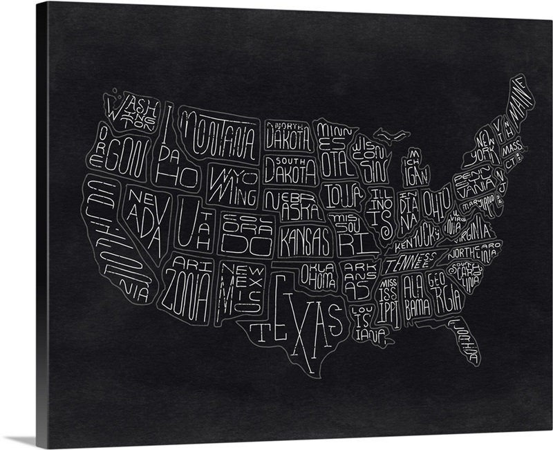 Homemade Chalk Map Of The United States | Great Big Canvas