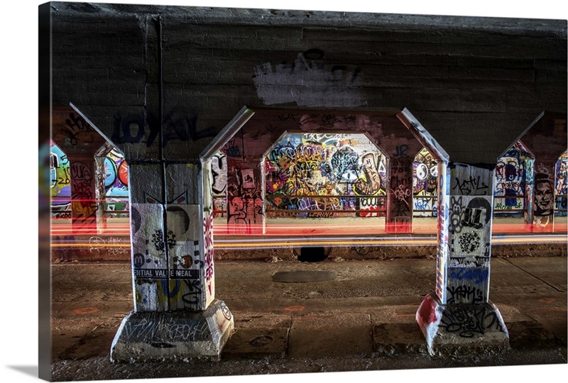 Light trails illuminate the graffiti in the Krog Street Tunnel in ...