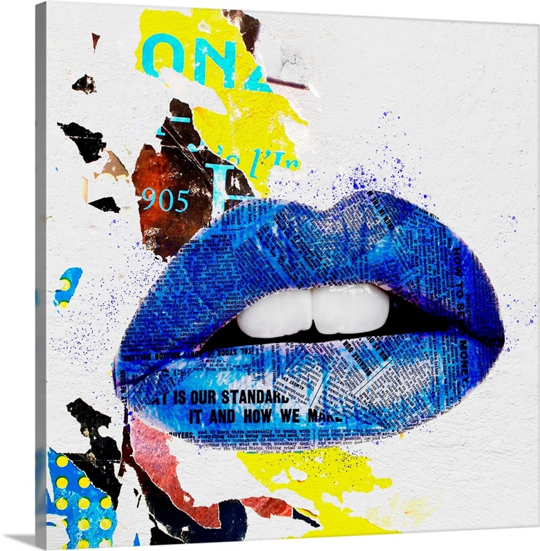 Lips - Blue Grunge I | Great Big Canvas
