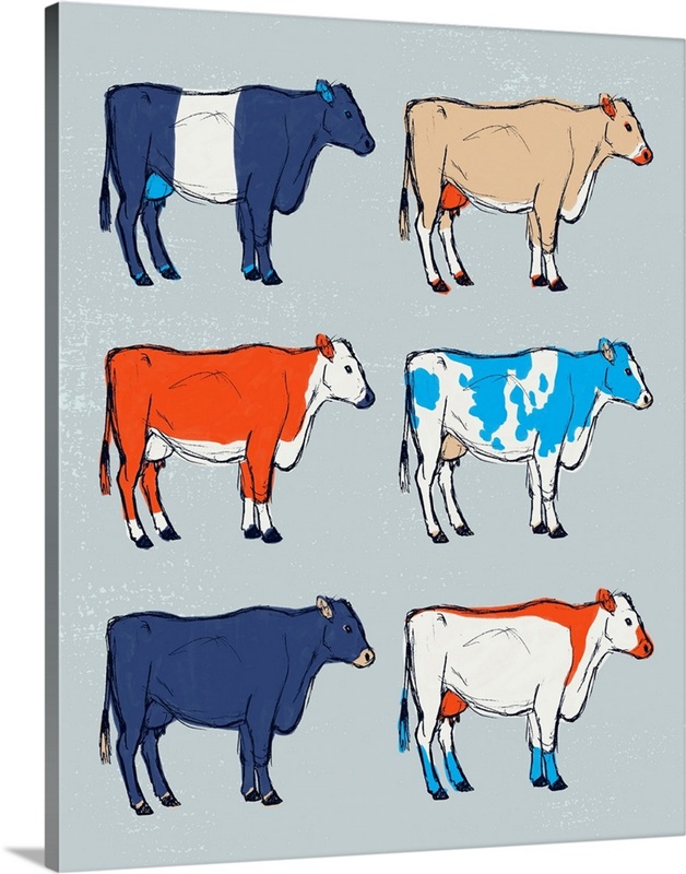 Mid Century Farm - Cattle - Bold | Great Big Canvas