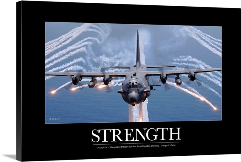 Military Motivational Poster: An AC-130H Gunship aircraft jettisons ...
