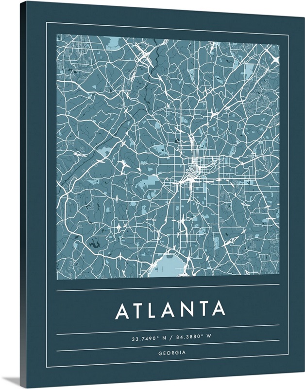 Navy Minimal City Map Of Atlanta | Great Big Canvas