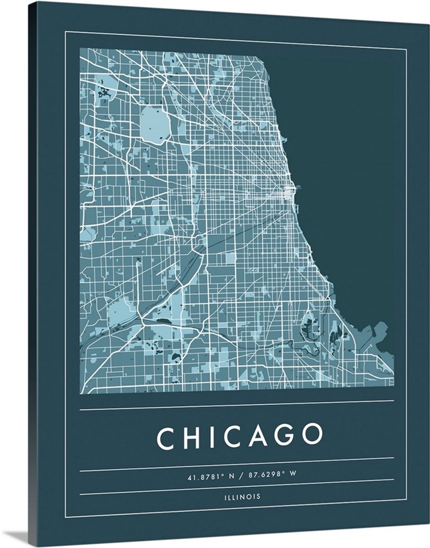 Navy Minimal City Map Of Chicago | Great Big Canvas