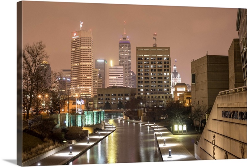 The Indianapolis Riverwalk at Night | Great Big Canvas