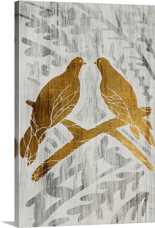 Two Turtle Doves - Gold Leaf Holiday | Great Big Canvas