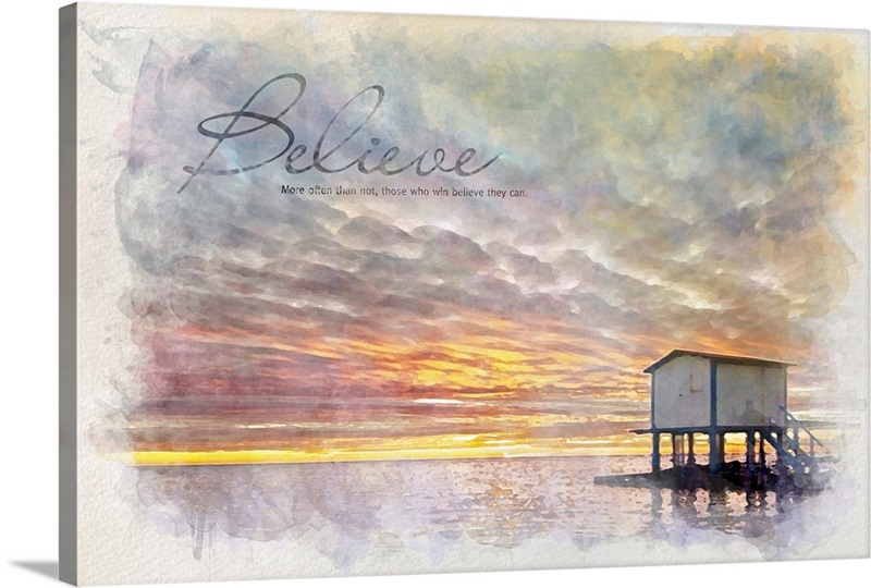 Watercolor Inspirational Poster: Believe | Great Big Canvas