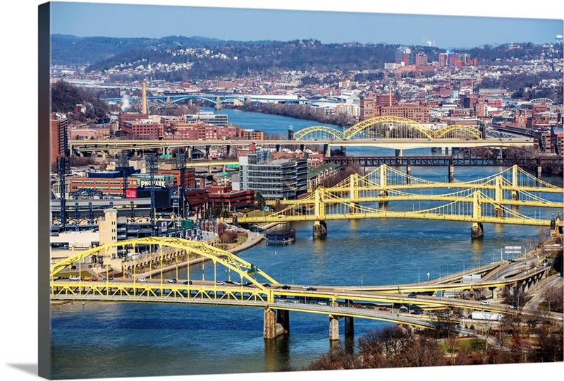 Yellow Bridges of Pittsburgh | Great Big Canvas