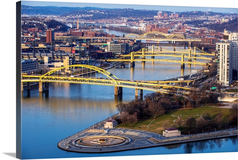 Yellow Bridges of Pittsburgh | Great Big Canvas