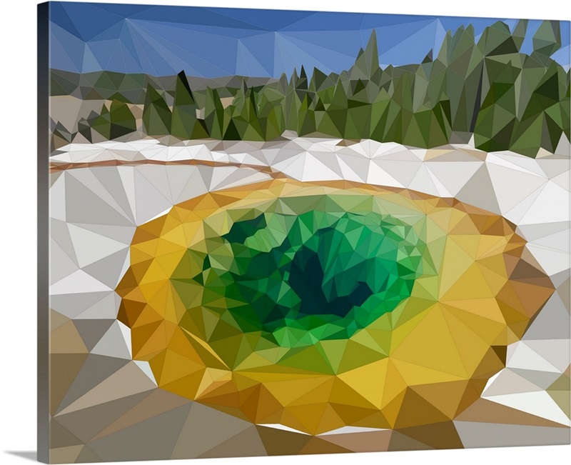 Yellowstone National Park - Low-Poly Art | Great Big Canvas