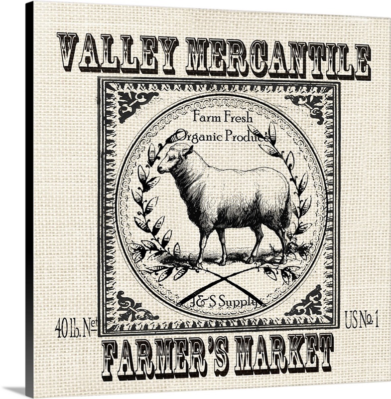 Farmhouse Grain Sack Label Sheep | Great Big Canvas