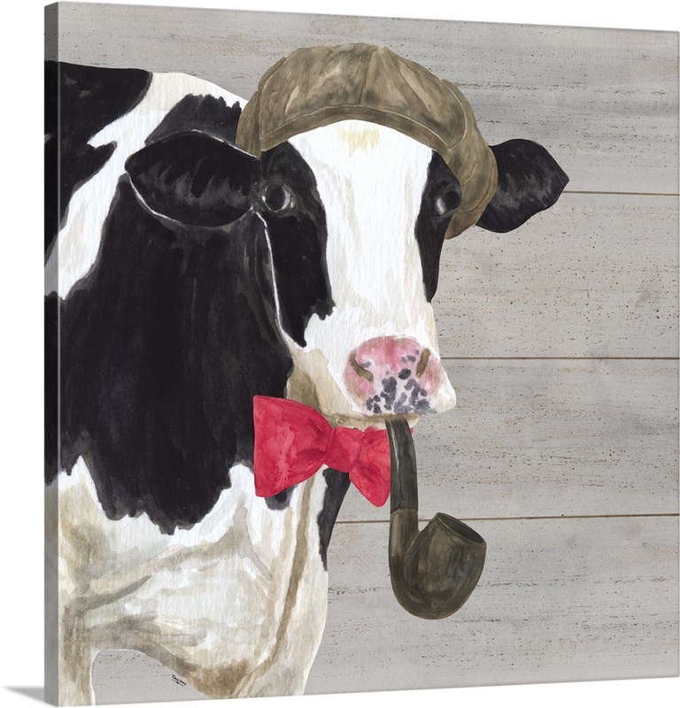 Intellectual Animals II Cow and Pipe | Great Big Canvas