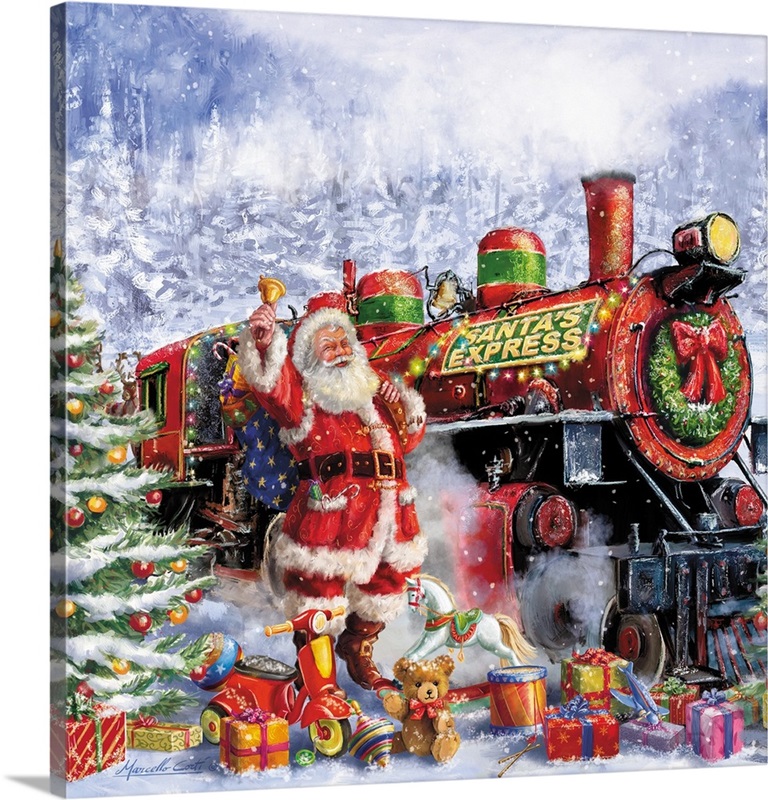 Santa and Red Train (Corti 30) | Great Big Canvas