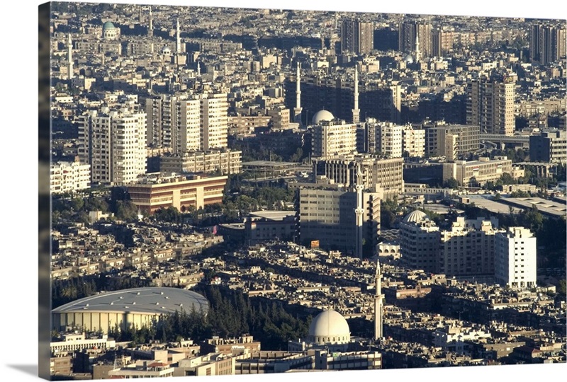 Aerial view of city, Damascus, Syria | Great Big Canvas