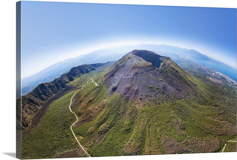 Angled Aerial View Of Mount Vesuvius Volcano, Naples, Campania, Italy ...