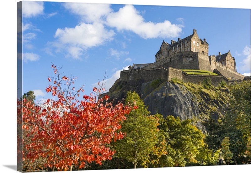 Autumn Foliage And Edinburgh Castle, West Princes Street Gardens ...