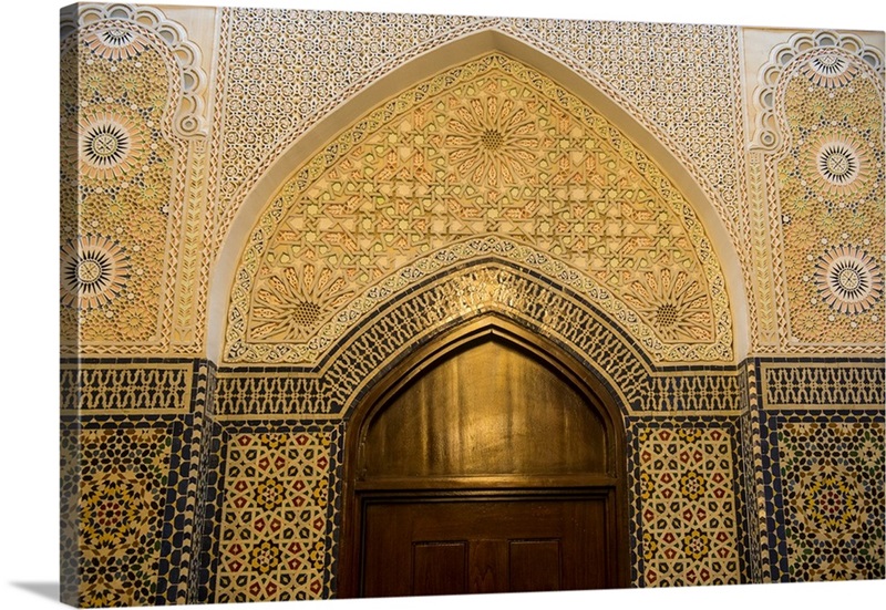 Beautiful ornamented door inside the Grand Mosque, Kuwait City, Kuwait ...