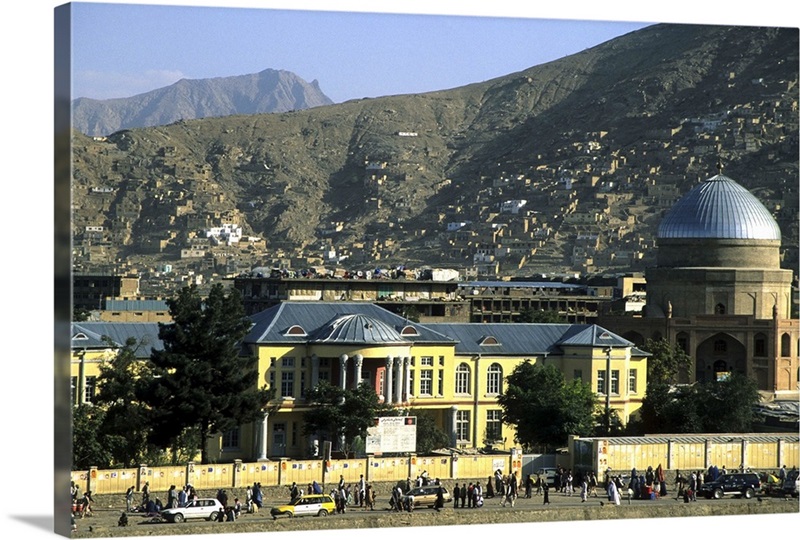 Buildings on the banks of the Kabul River, central Kabul, Kabul ...