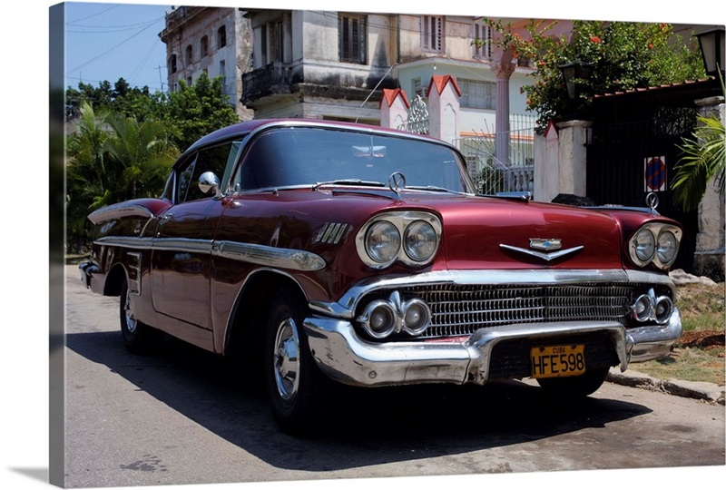 Classic Chevrolet Impala saloon car, Vedado, Havana, Cuba, West Indies ...