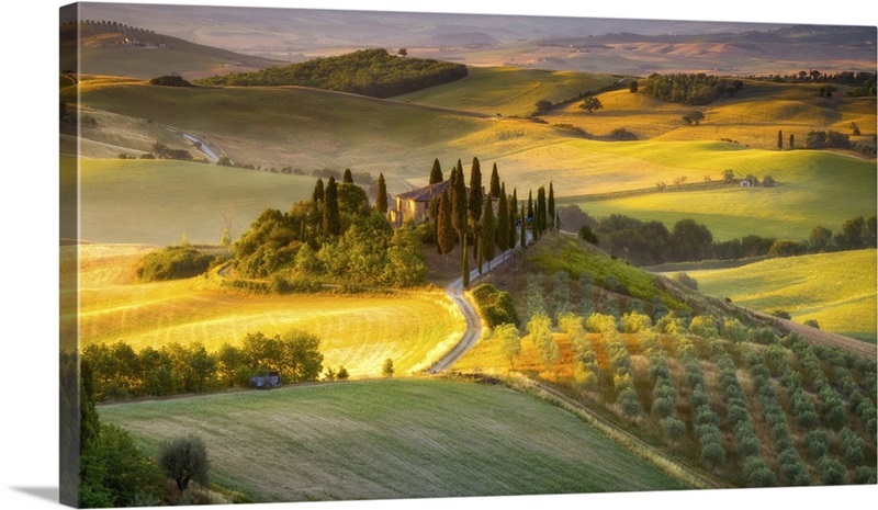 Classic Tuscan Landscape At Sunrise, Tuscany, Italy | Great Big Canvas